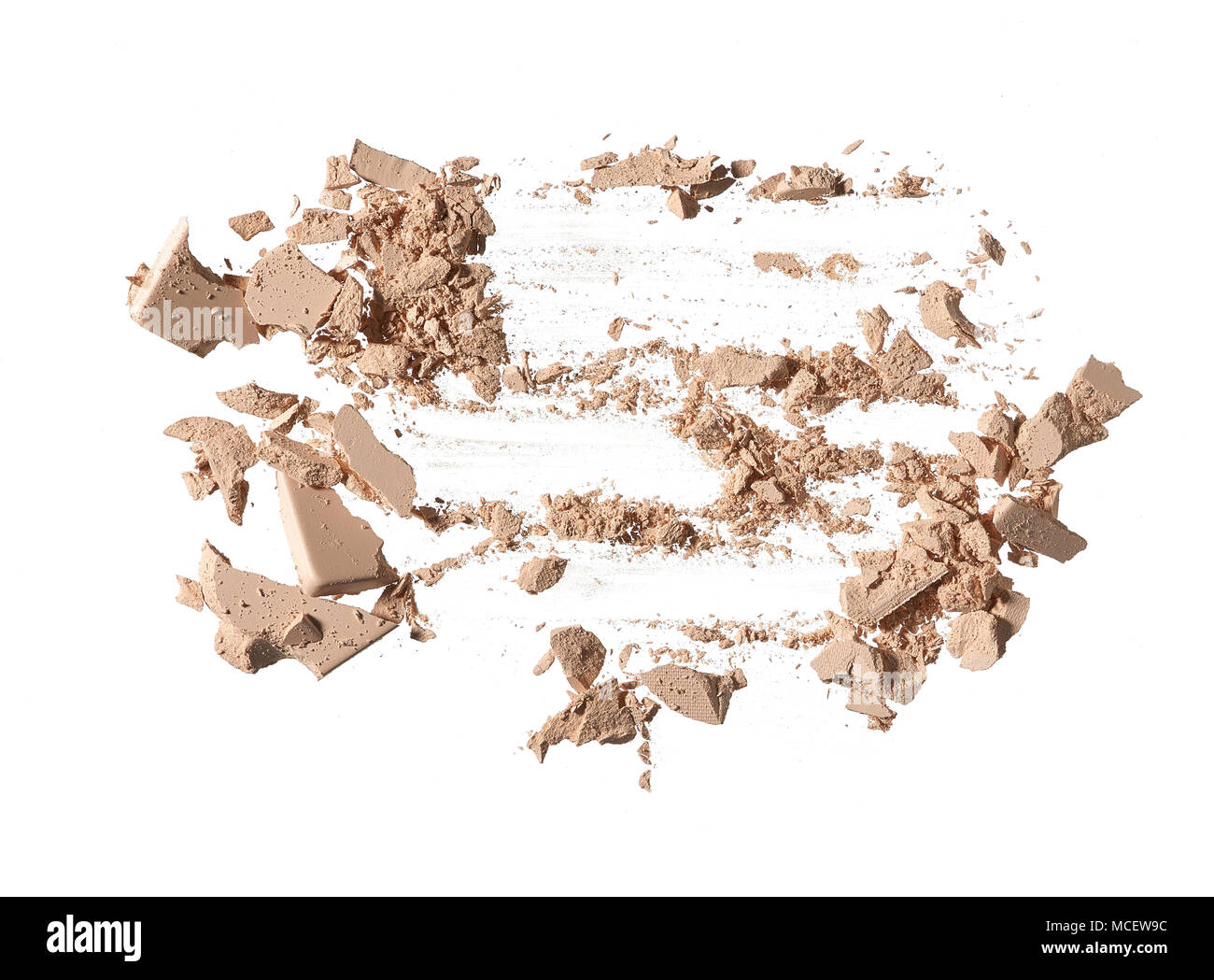 Make up crushed light beige shadow on white background. Light beige ...