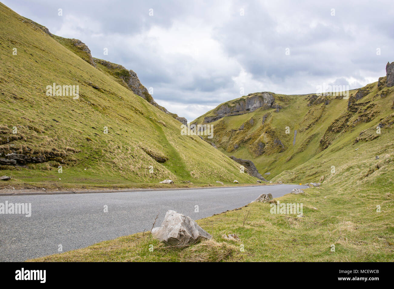 Winnats Pass in Peak District National Park,Derbyshire Uk.Road in rural ...