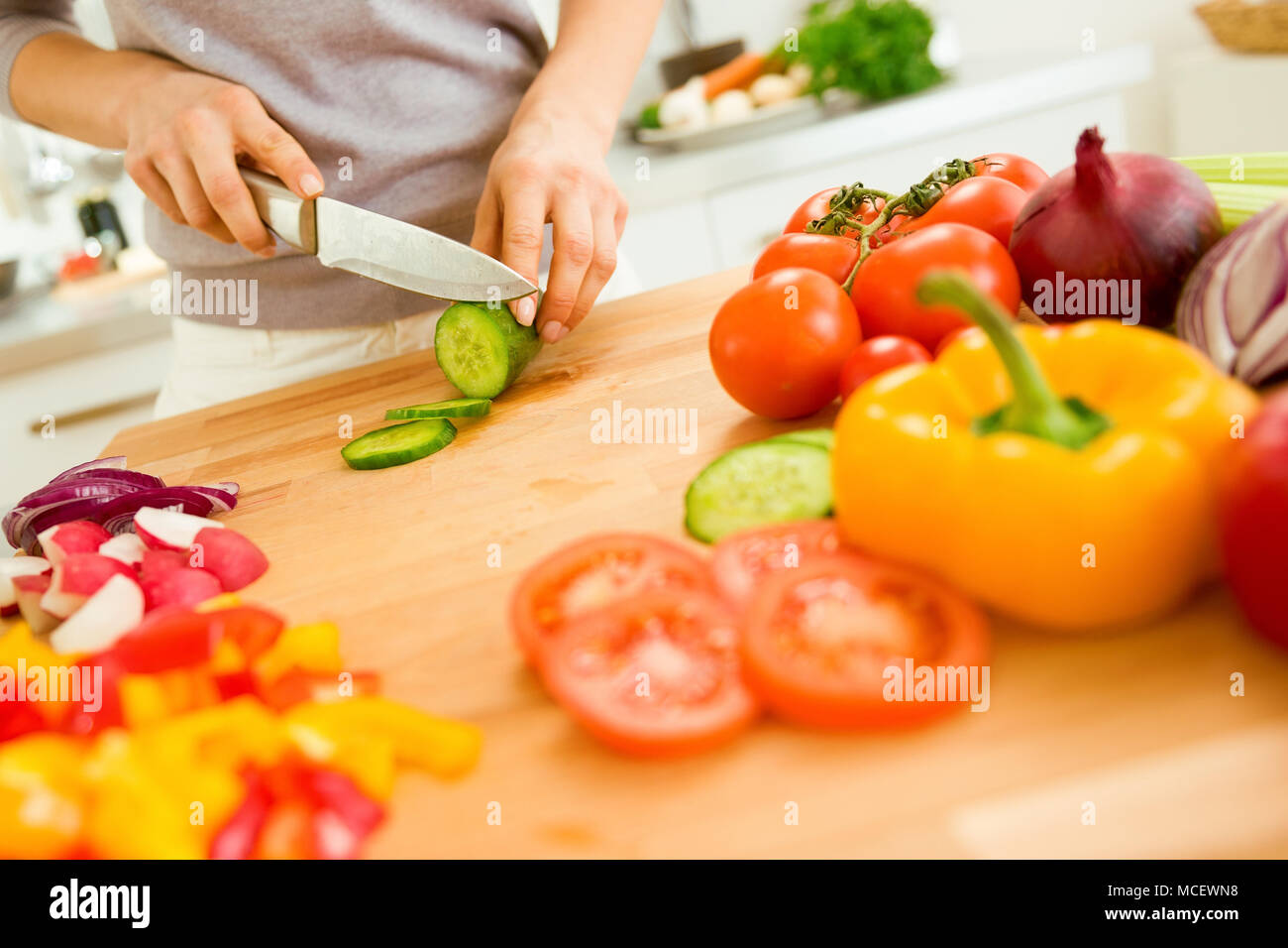 Slicing tomato vegetables on table hi-res stock photography and images ...