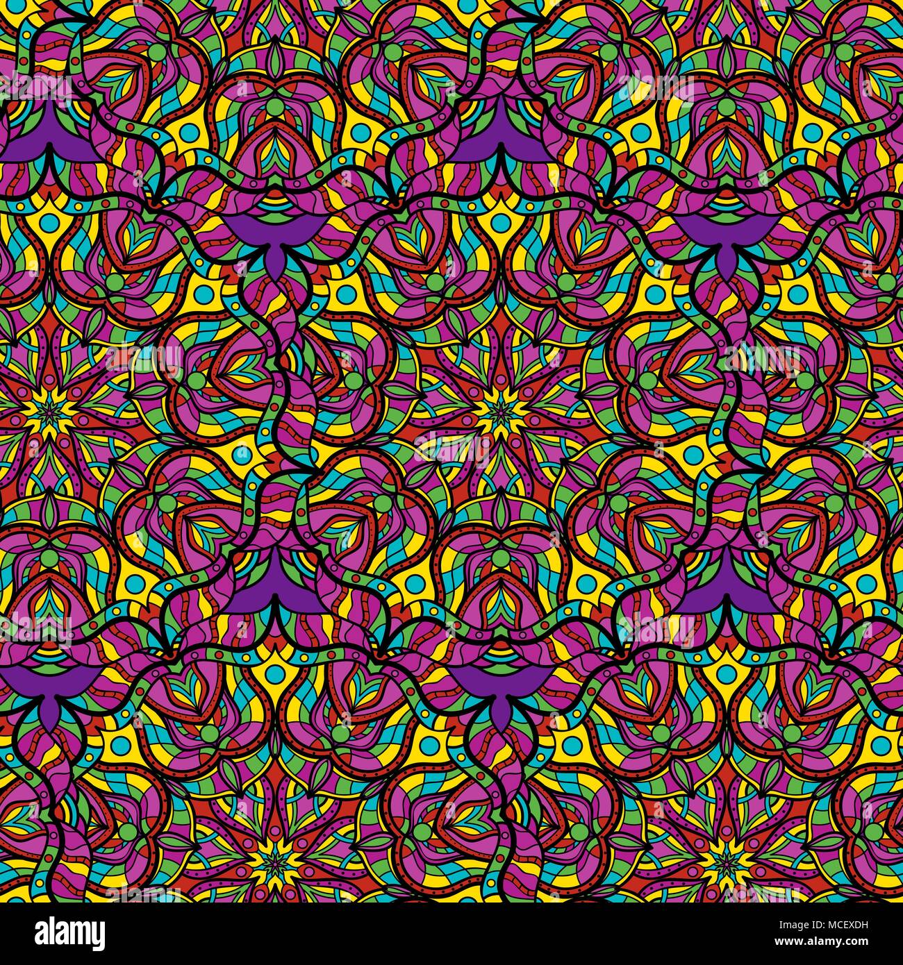 Seamless repeating pattern of mandalas Stock Vector Image & Art - Alamy