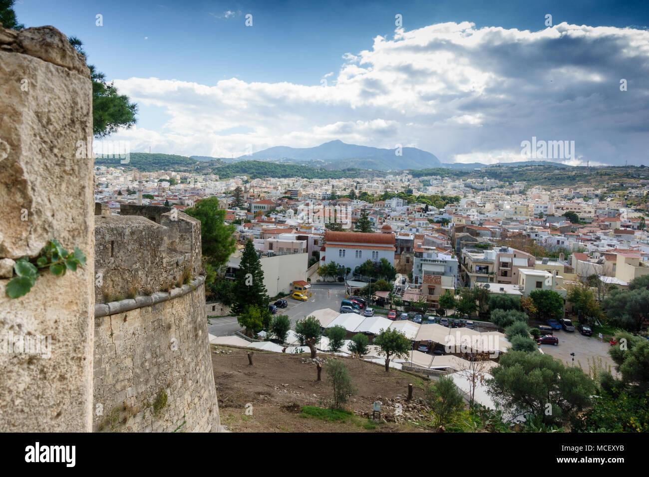 Rethymno city with the fortress of Fortezza, Crete, Greece Stock Photo ...