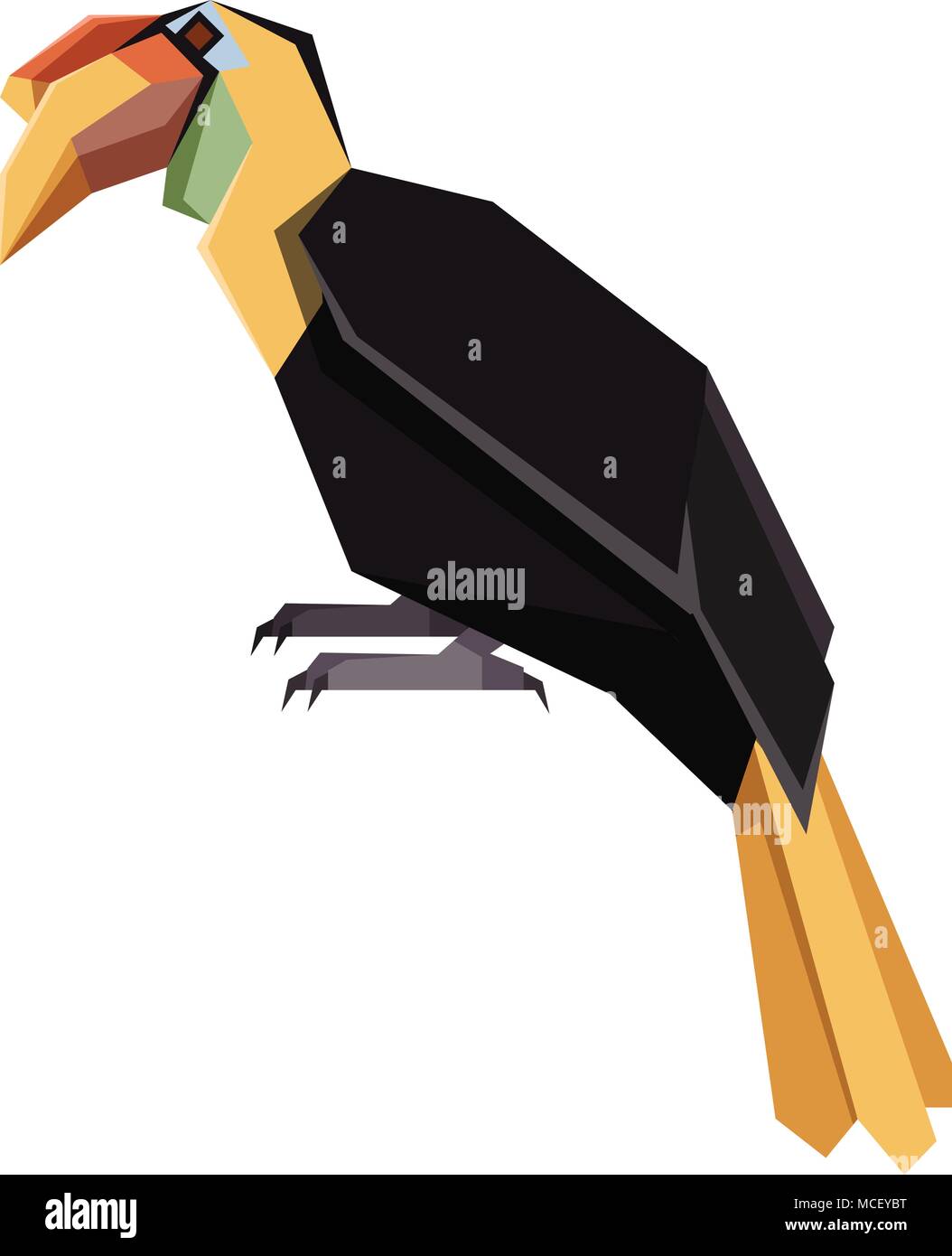 Vector image of the Flat geometric Winkled Hornbill Stock Vector Image ...