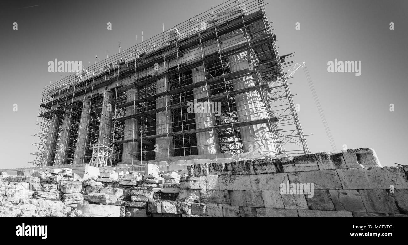 Restoration of Parthenon of Acropolis, Athens, Greece Stock Photo - Alamy