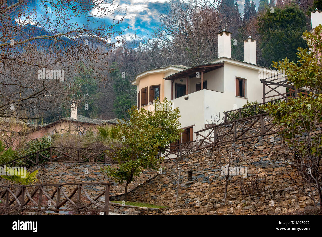 Beautiful traditional architecture in Pelion mountain. Magnisia, Greece ...