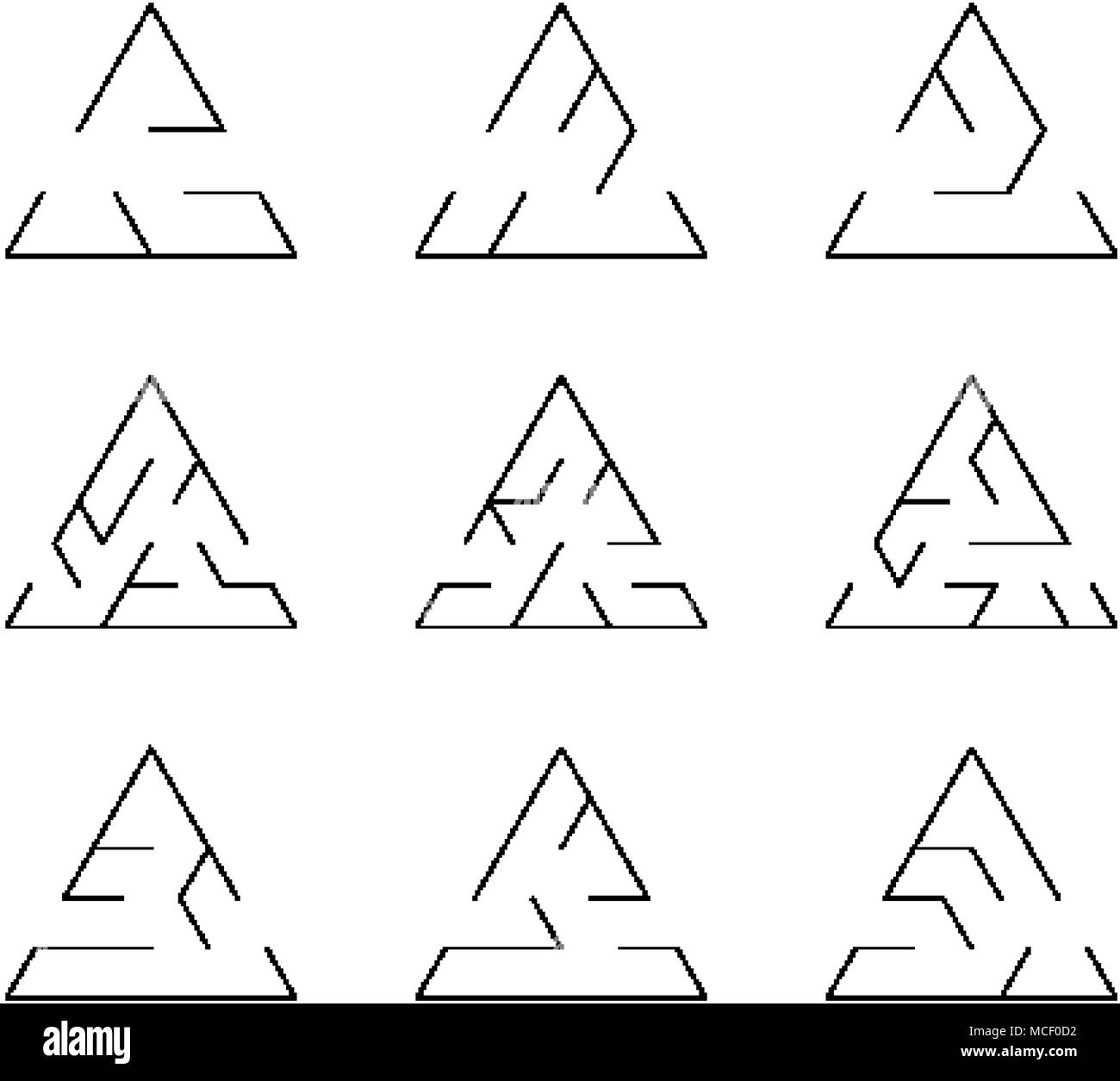 Triangular thin line maze icons for design Stock Vector Image & Art - Alamy