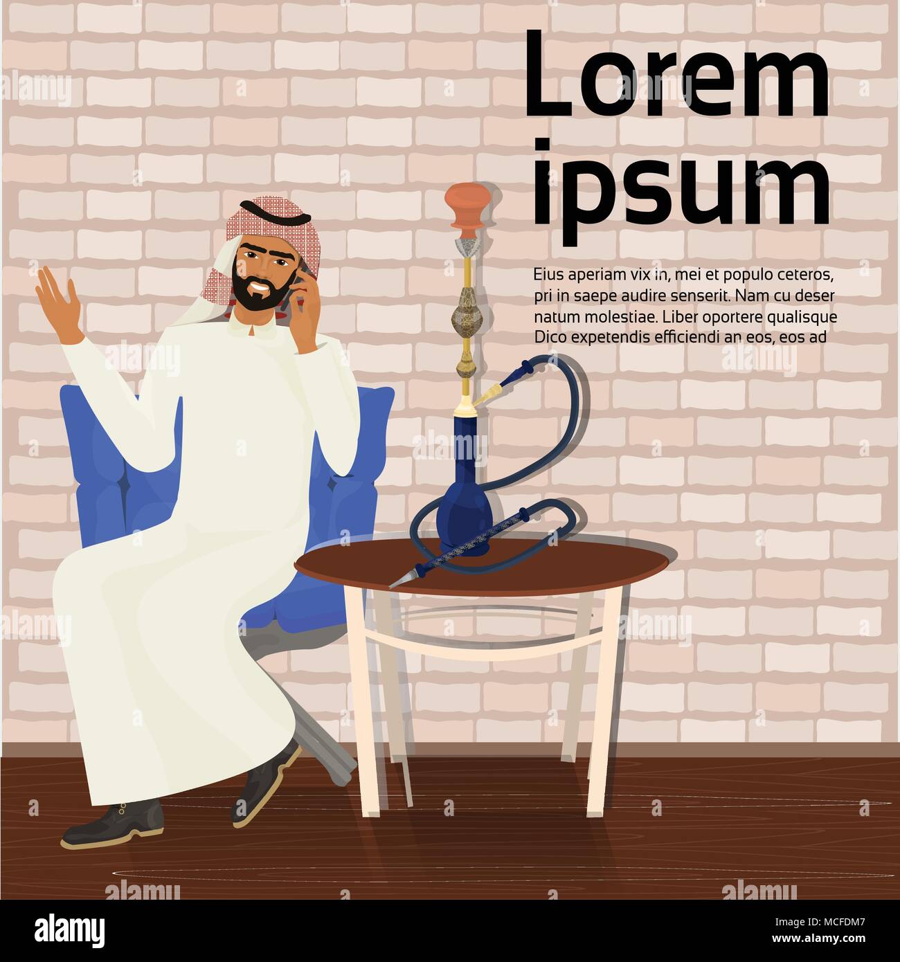 Arab man smoking shisha Stock Vector Images - Alamy