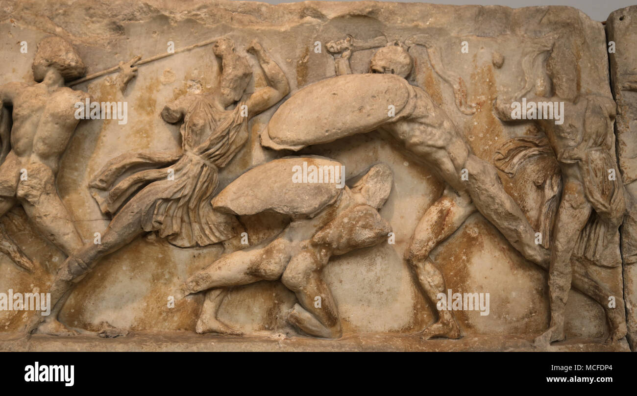 Mausoleum of Halicarnassus. Tomb of Mausolus. Turkey. Amazonomachy ...