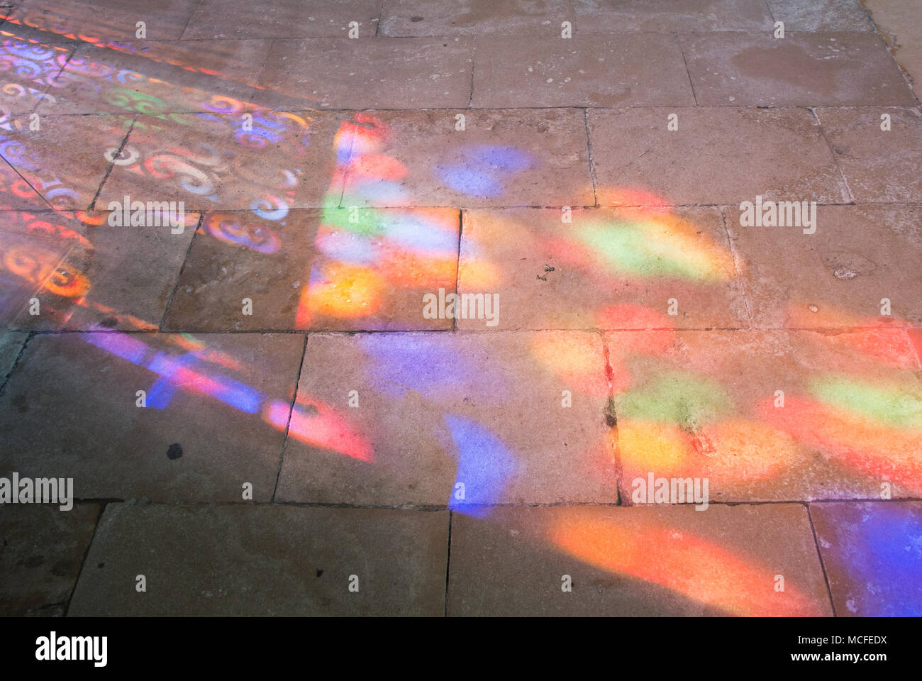 Reflection of Stained Glass in Notre-Dame de Bayeux, Bayeux, France ...