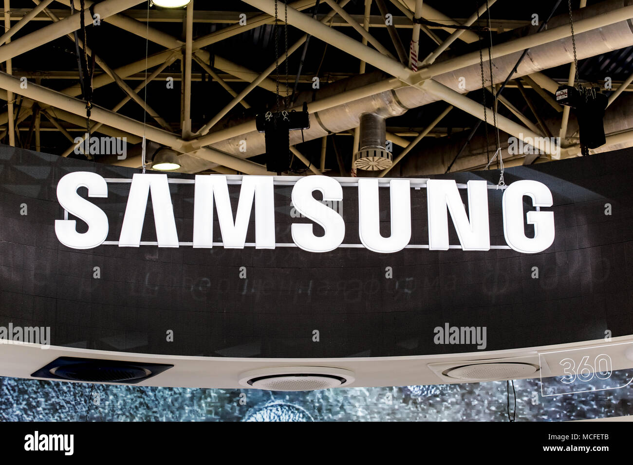 Samsung logo korean company sign on the wall Stock Photo - Alamy