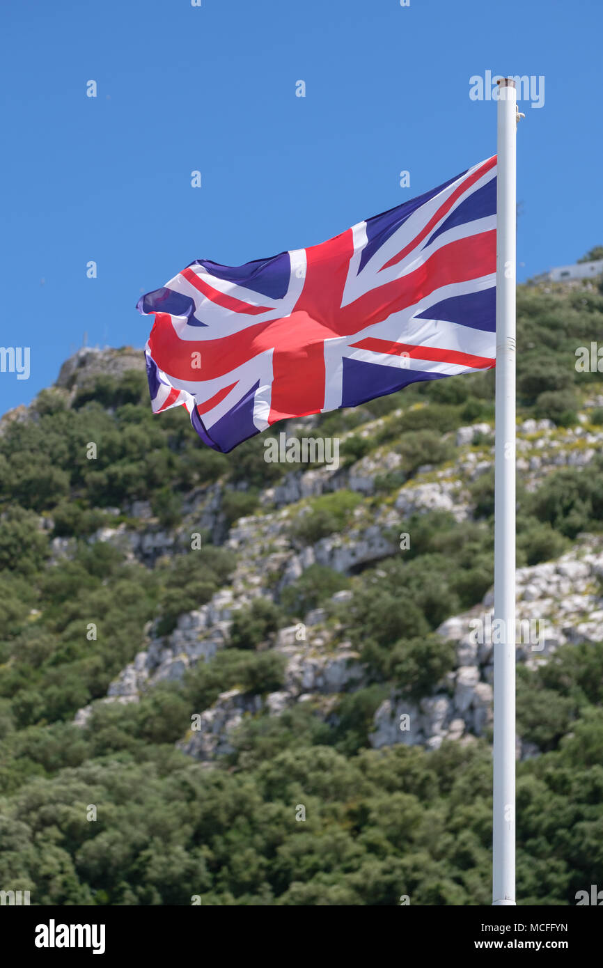 Union Jack Flag blowing in the wind Stock Photo - Alamy