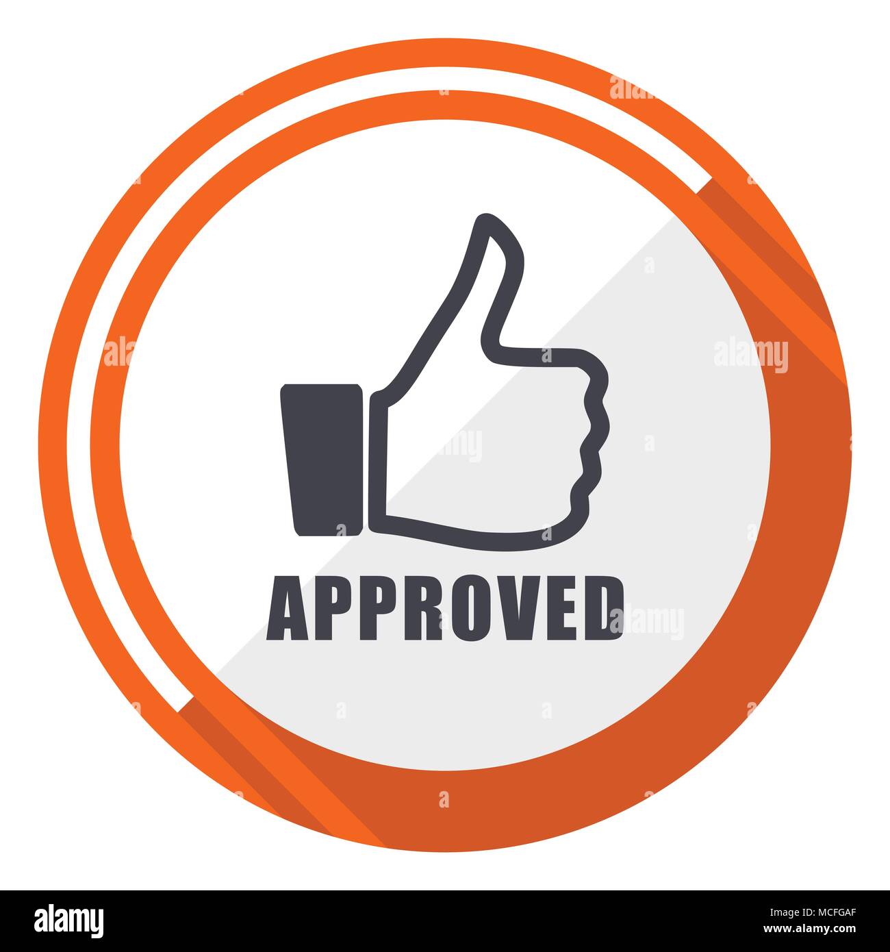 Approved flat design orange round vector icon in eps 10 Stock Vector ...
