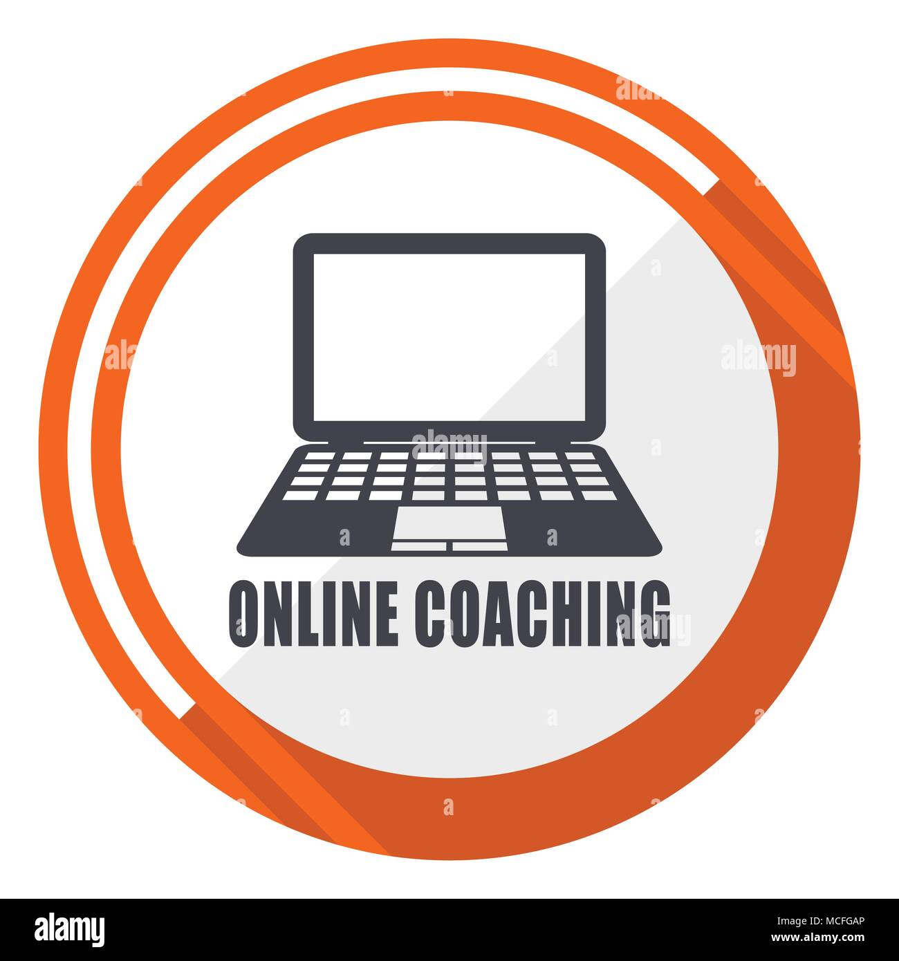 Online coaching flat design orange round vector icon in eps 10 Stock ...