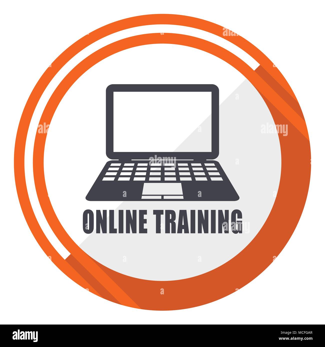 Online training flat design orange round vector icon in eps 10 Stock ...