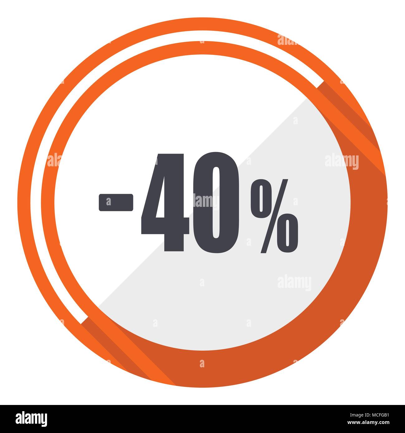 40 percent sale retail flat design orange round vector icon in eps 10 ...