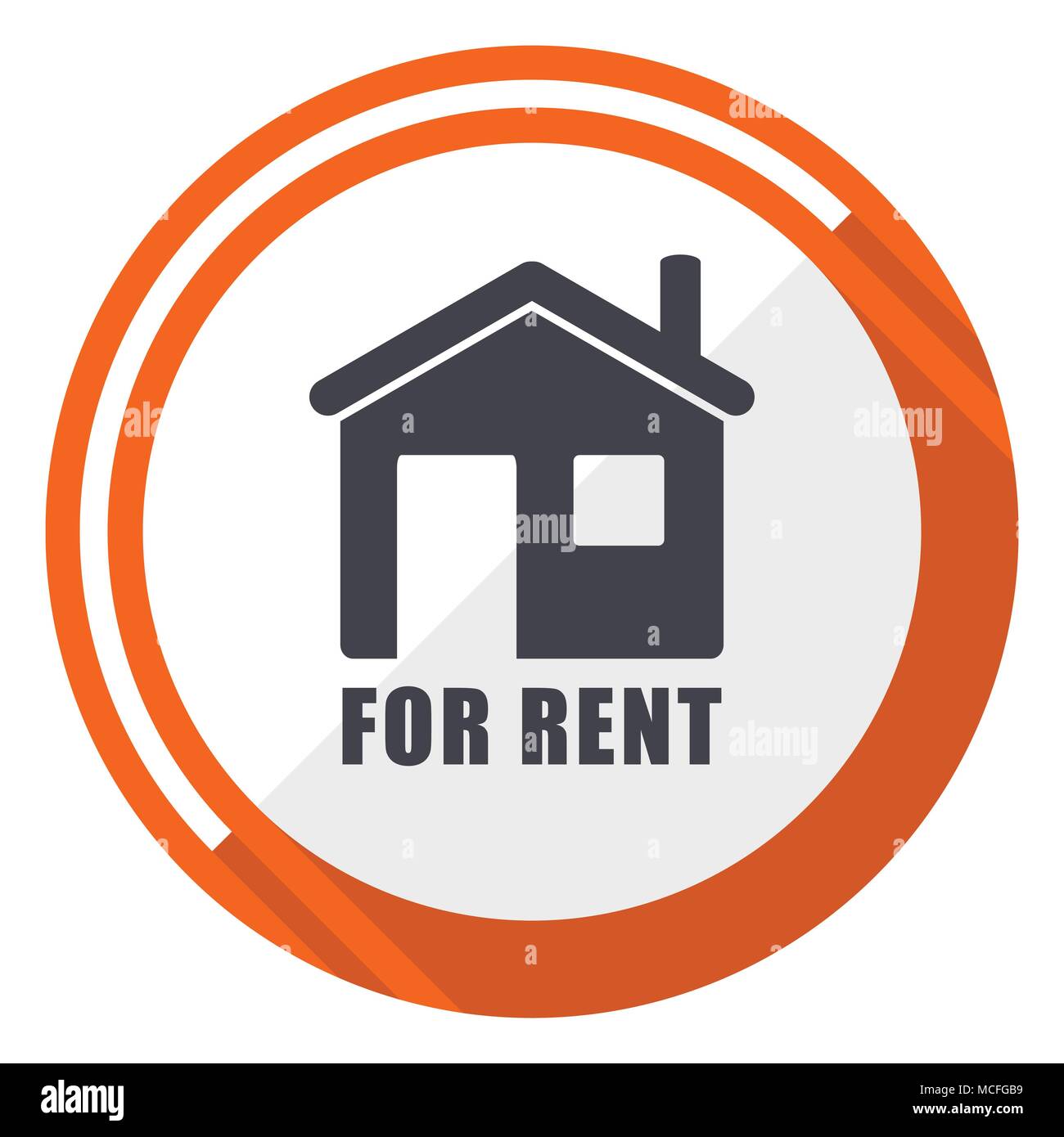 For rent flat design orange round vector icon in eps 10 Stock Vector ...
