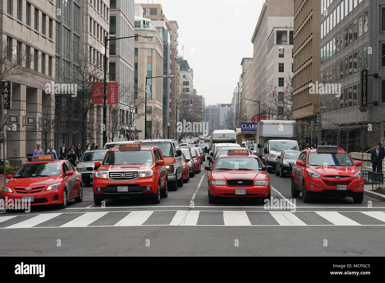 Red cabs on a Washington street. From a series of travel photos in the ...