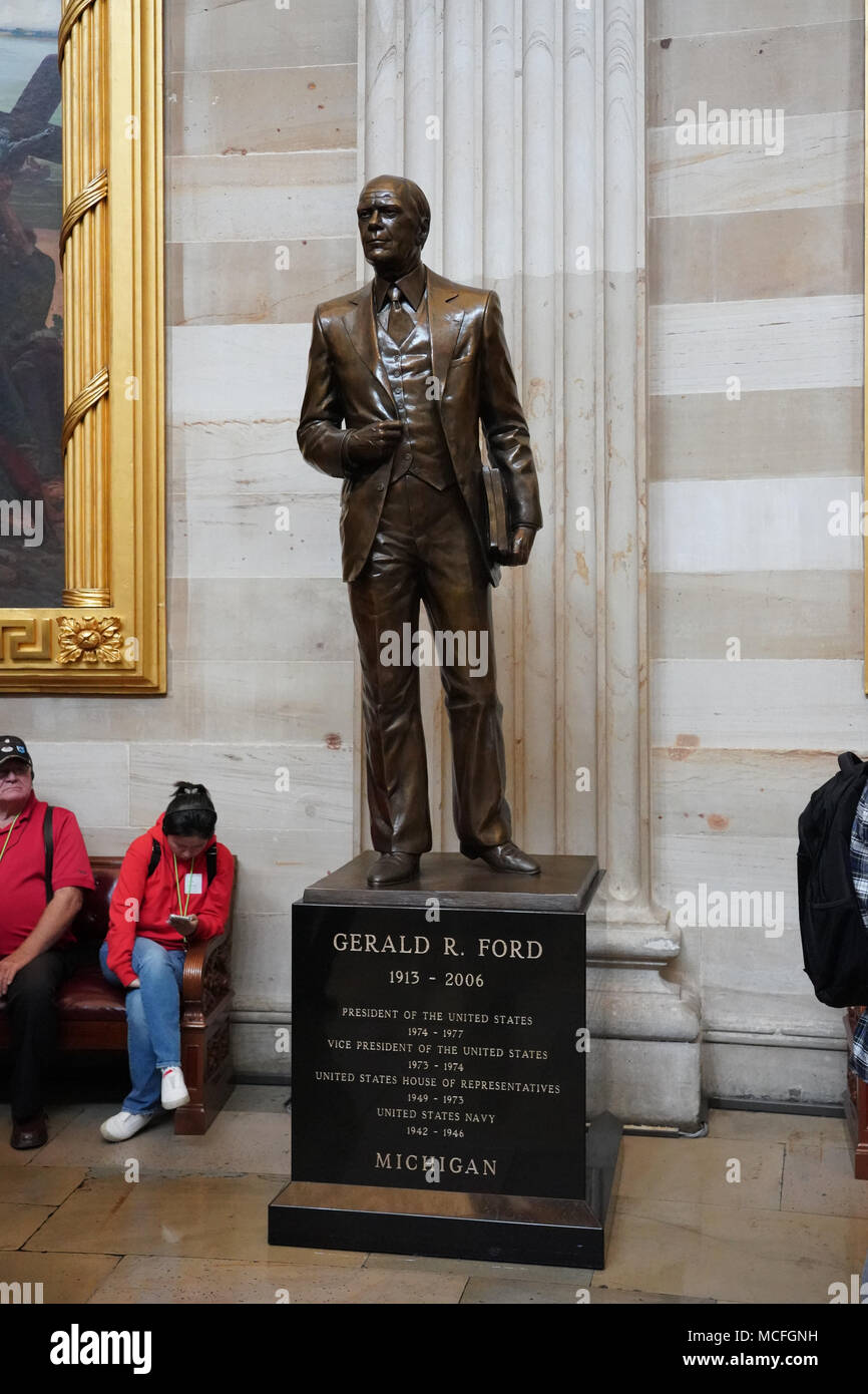A statue of Gerald Ford in the Capitol building in Washington DC in the ...