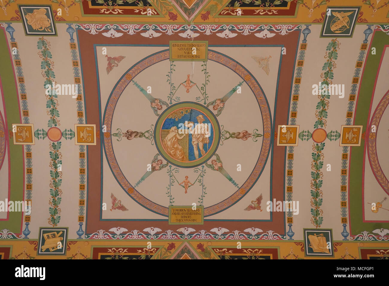 A view of the ceiling in the Congress Library in Washington DC in the ...