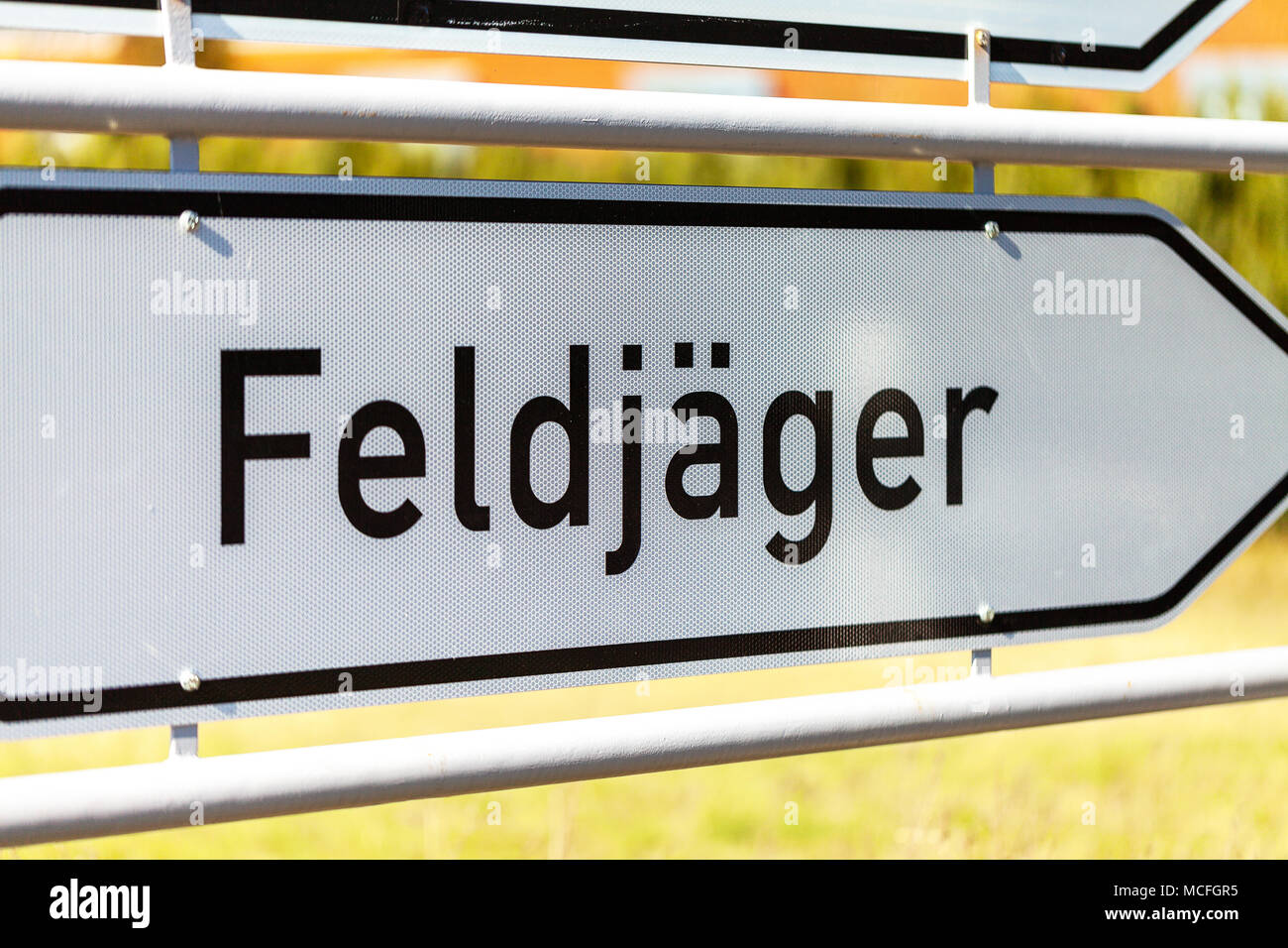 german Feldjaeger sign near a barrack. Feldjaeger is the german word ...