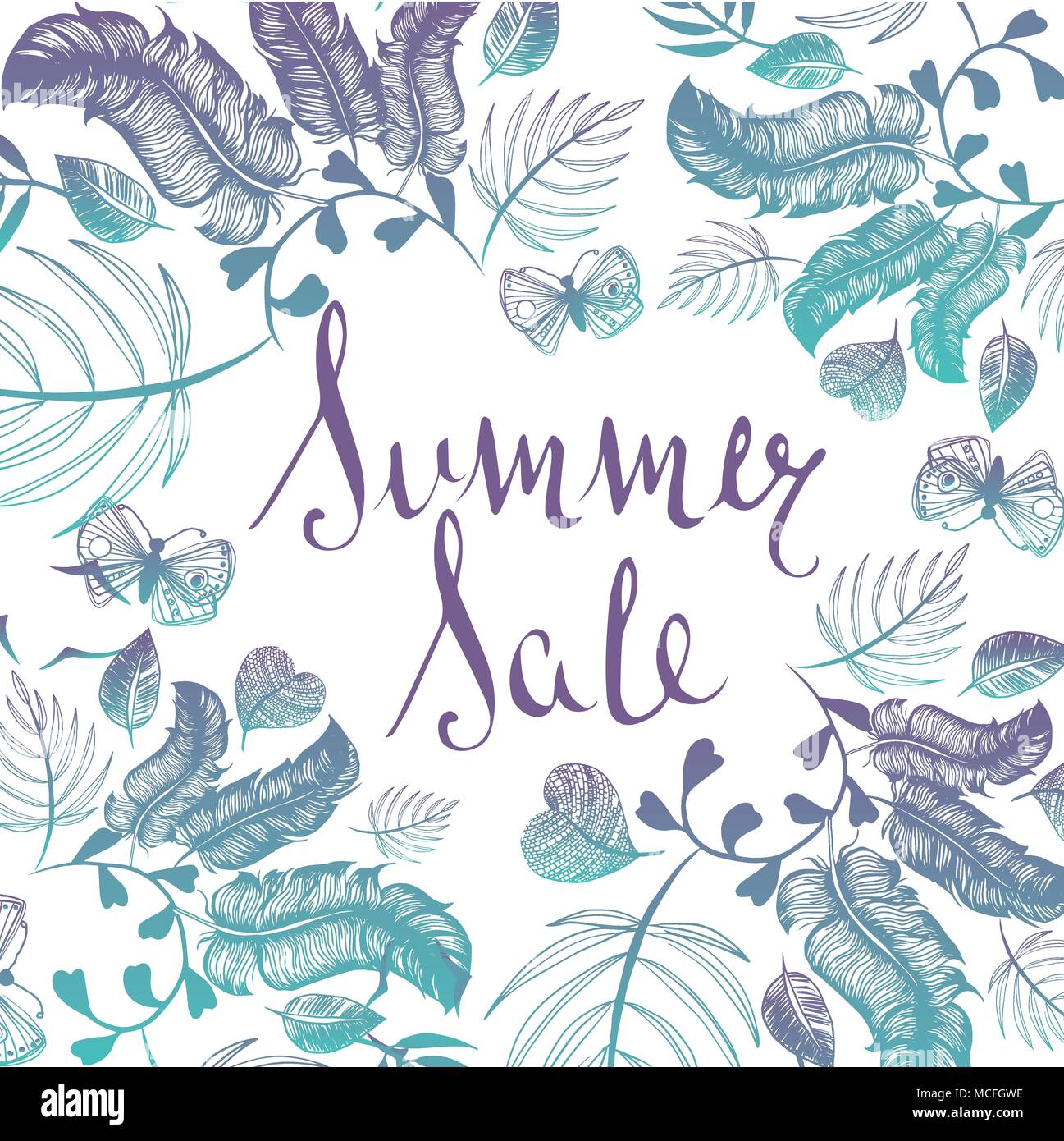 Summer Sale background handwritten type doodle illustration Stock ...