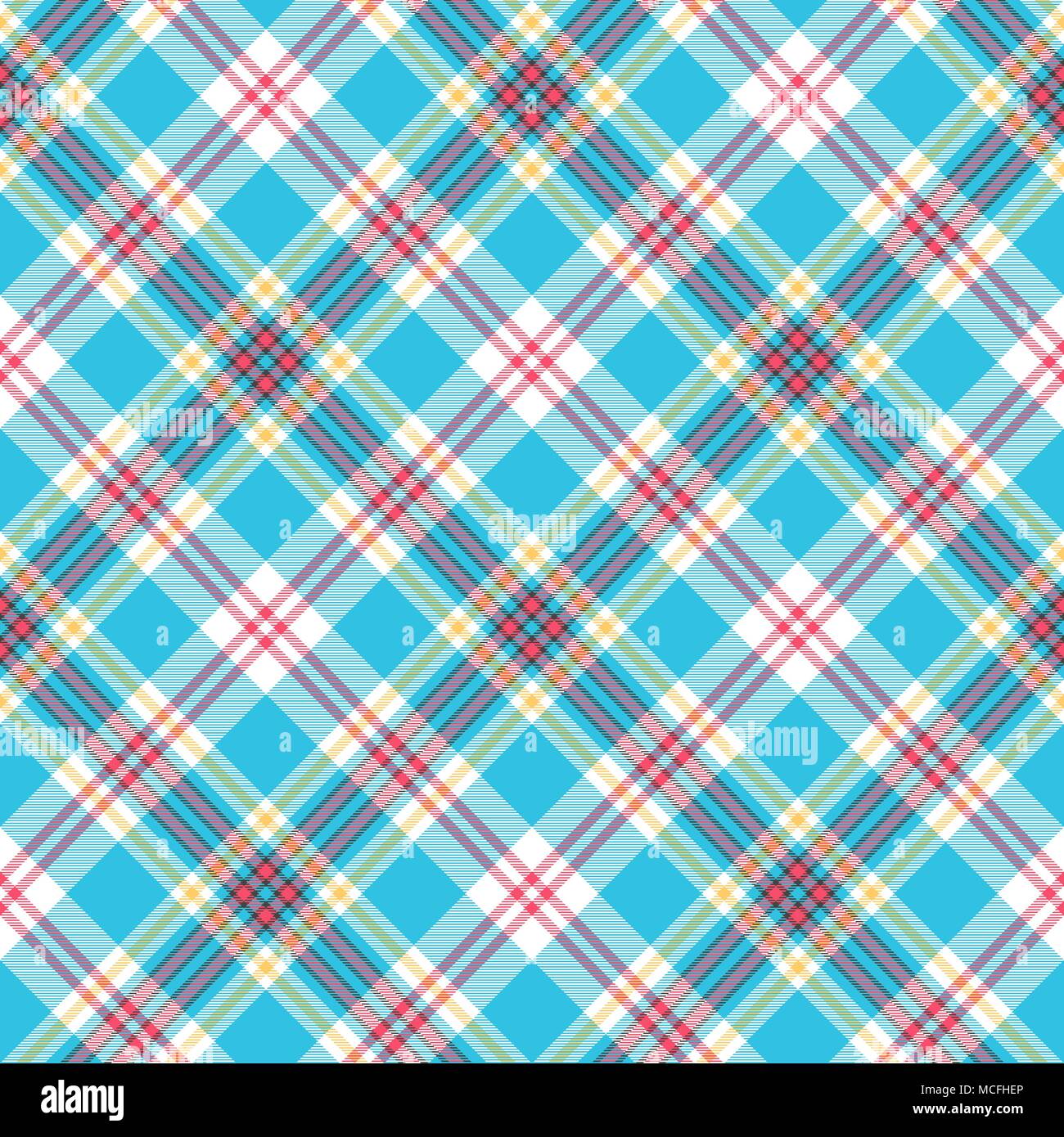Turquoise plaid check fabric seamless pattern. Vector illustration ...