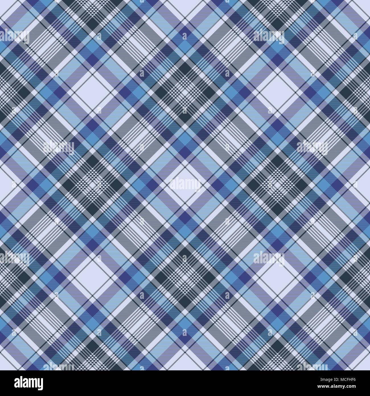 Blue tartan check plaid fabric seamless pattern. Vector illustration ...