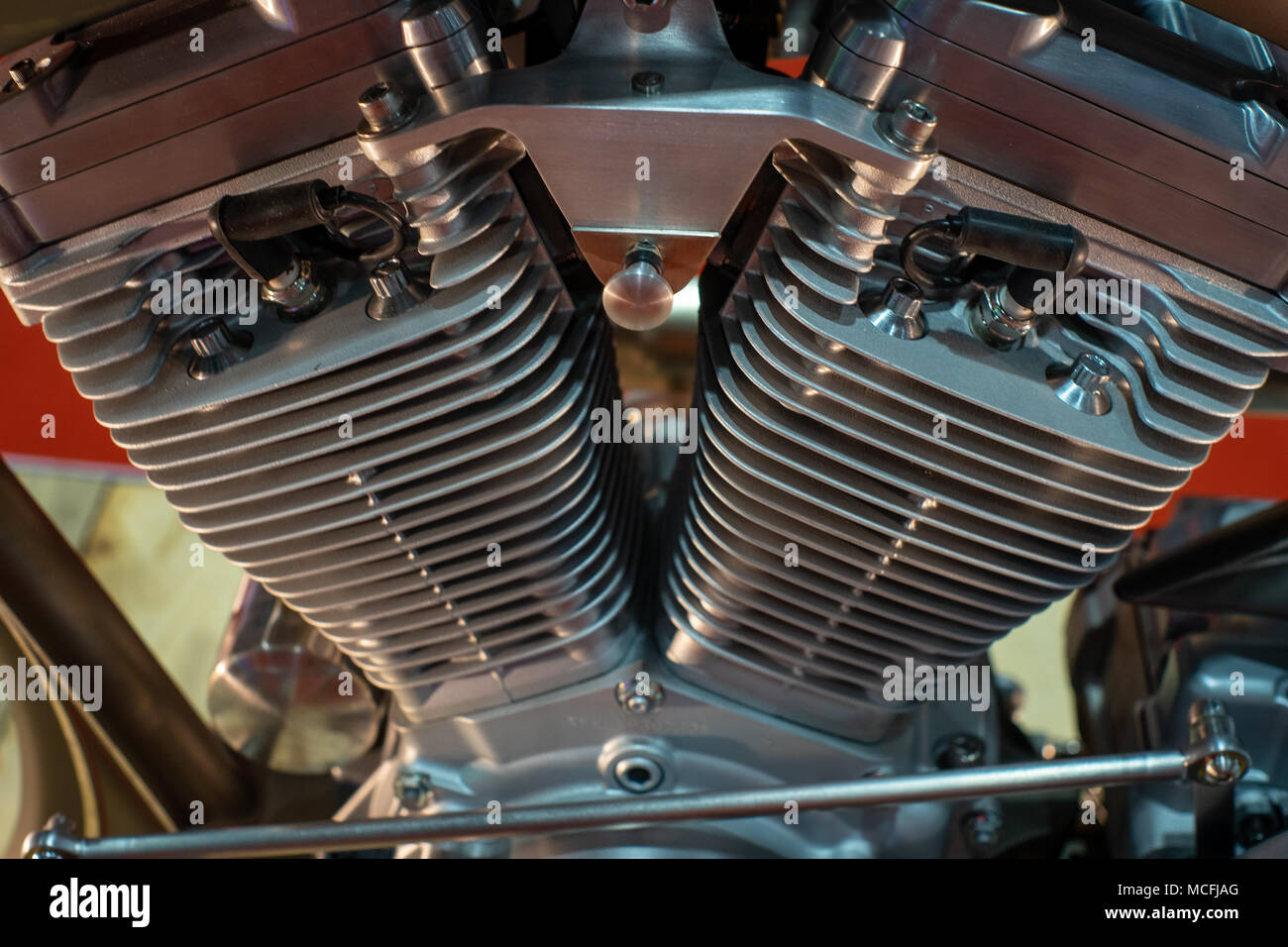 Closeup of a customized bike engine, picture taken at 3rd International ...