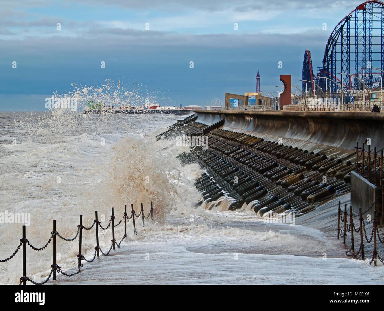 A gentle splash during high tide at Blackpool Stock Photo - Alamy
