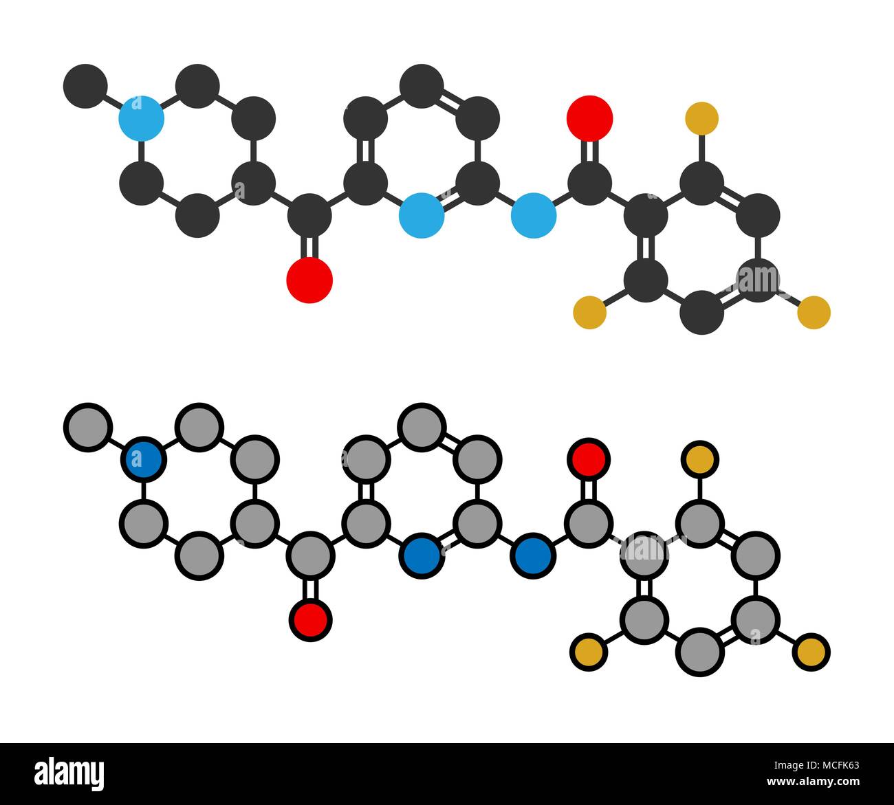 Lasmiditan migraine drug molecule. Stylized 2D renderings Stock Vector ...