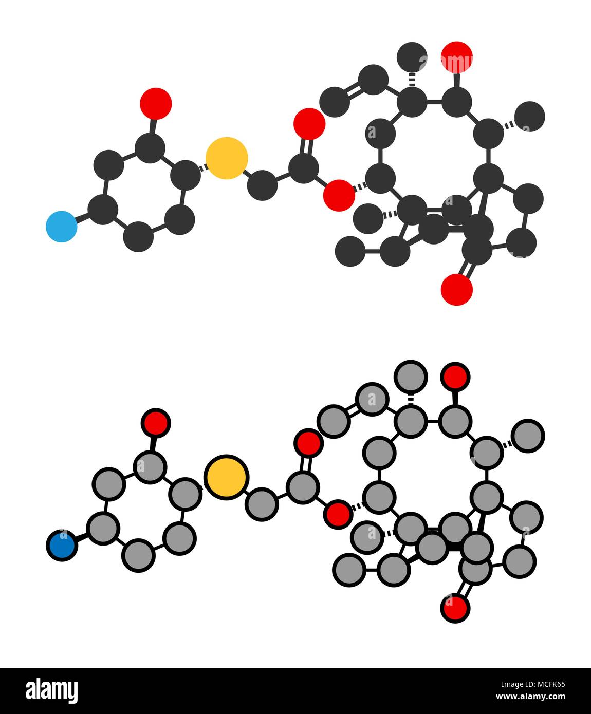Lefamulin antibiotic drug molecule. Stylized 2D renderings Stock Vector ...