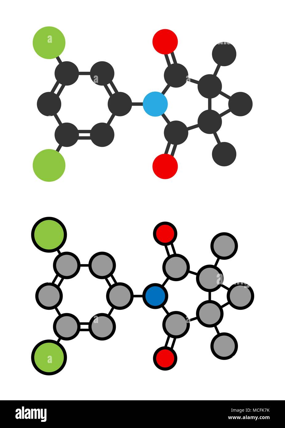 Procymidone pesticide molecule. Stylized 2D renderings Stock Vector ...