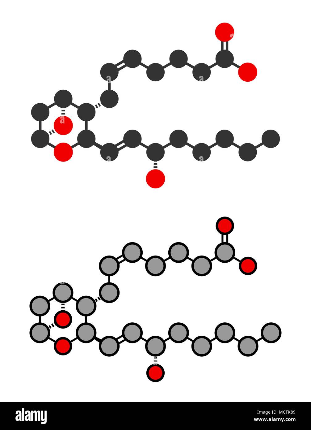 Thromboxane A2 (TXA2) molecule. Stylized 2D renderings Stock Vector ...