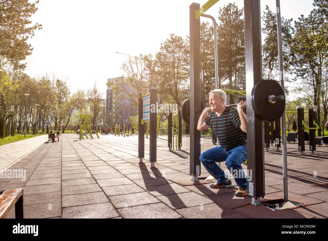 Mature outdoor gym equipment hi-res stock photography and images - Alamy