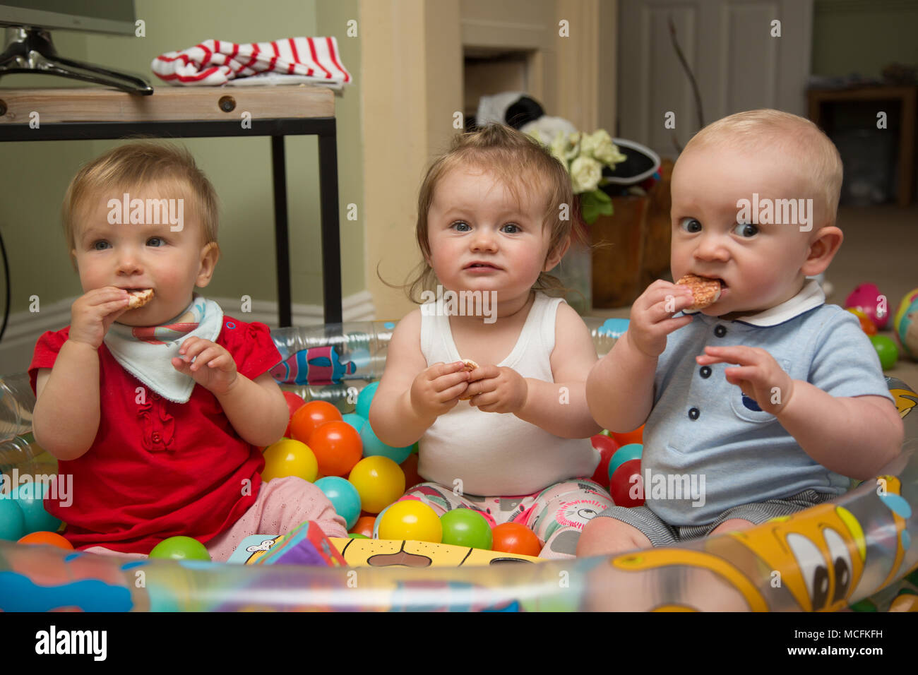 A childminder looking after babies in her home, UK Stock Photo - Alamy