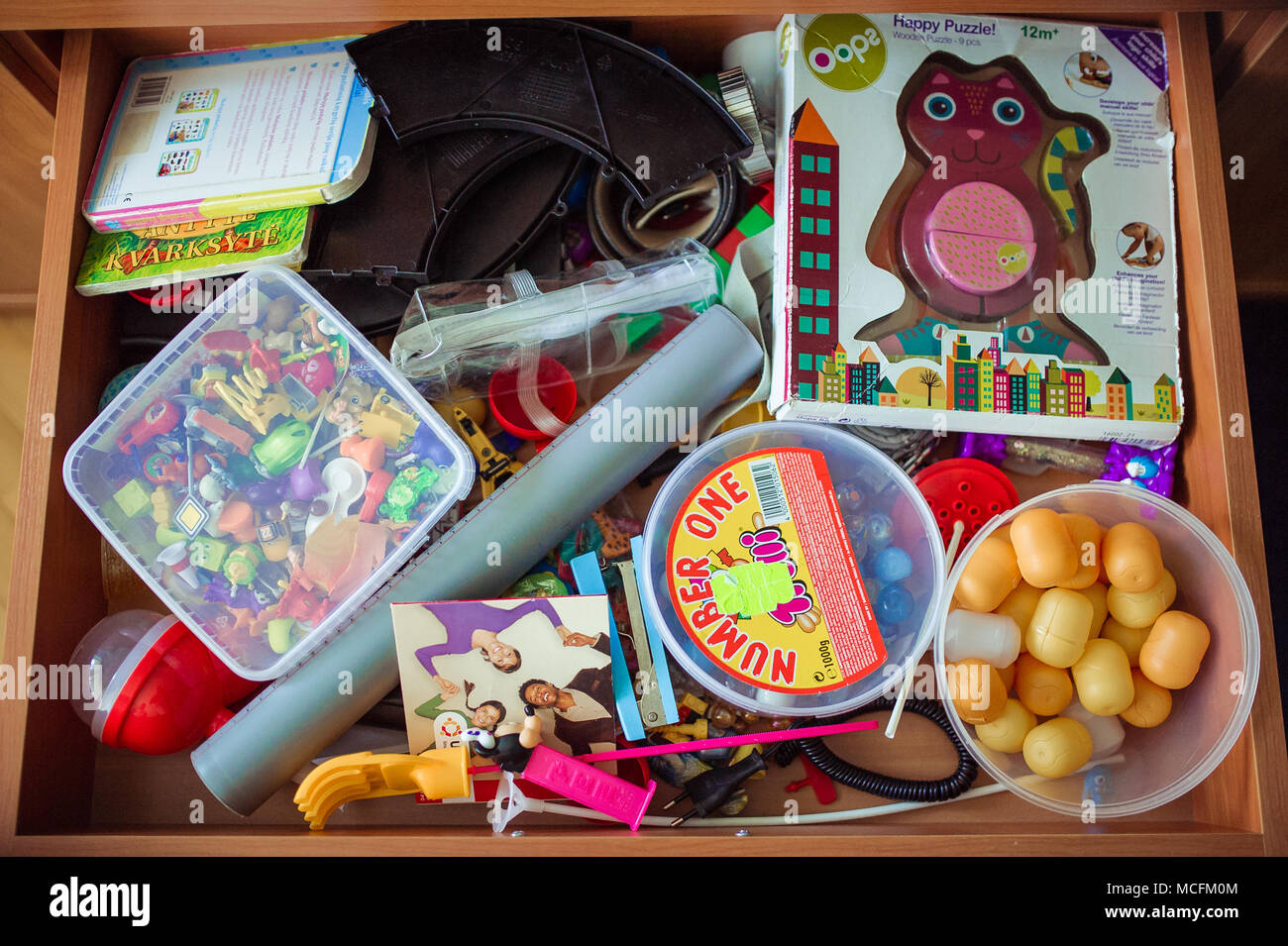 Cluttered kid's drawer Stock Photo - Alamy