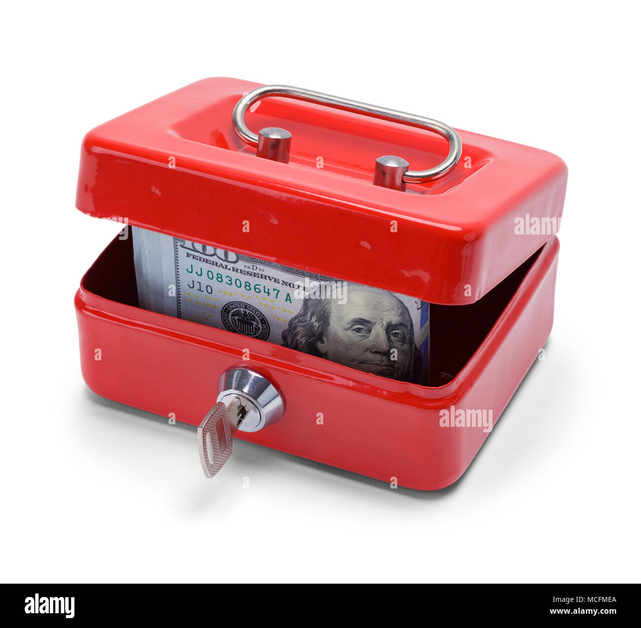 Red Change Box with Money Inside Isolated on a White Background Stock ...