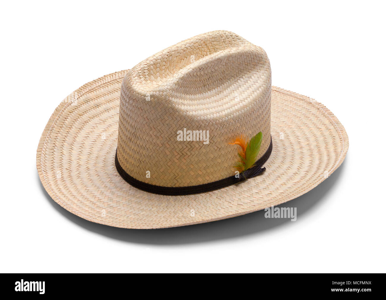 Woven Cowboy Hat Isolated on a White Background Stock Photo - Alamy