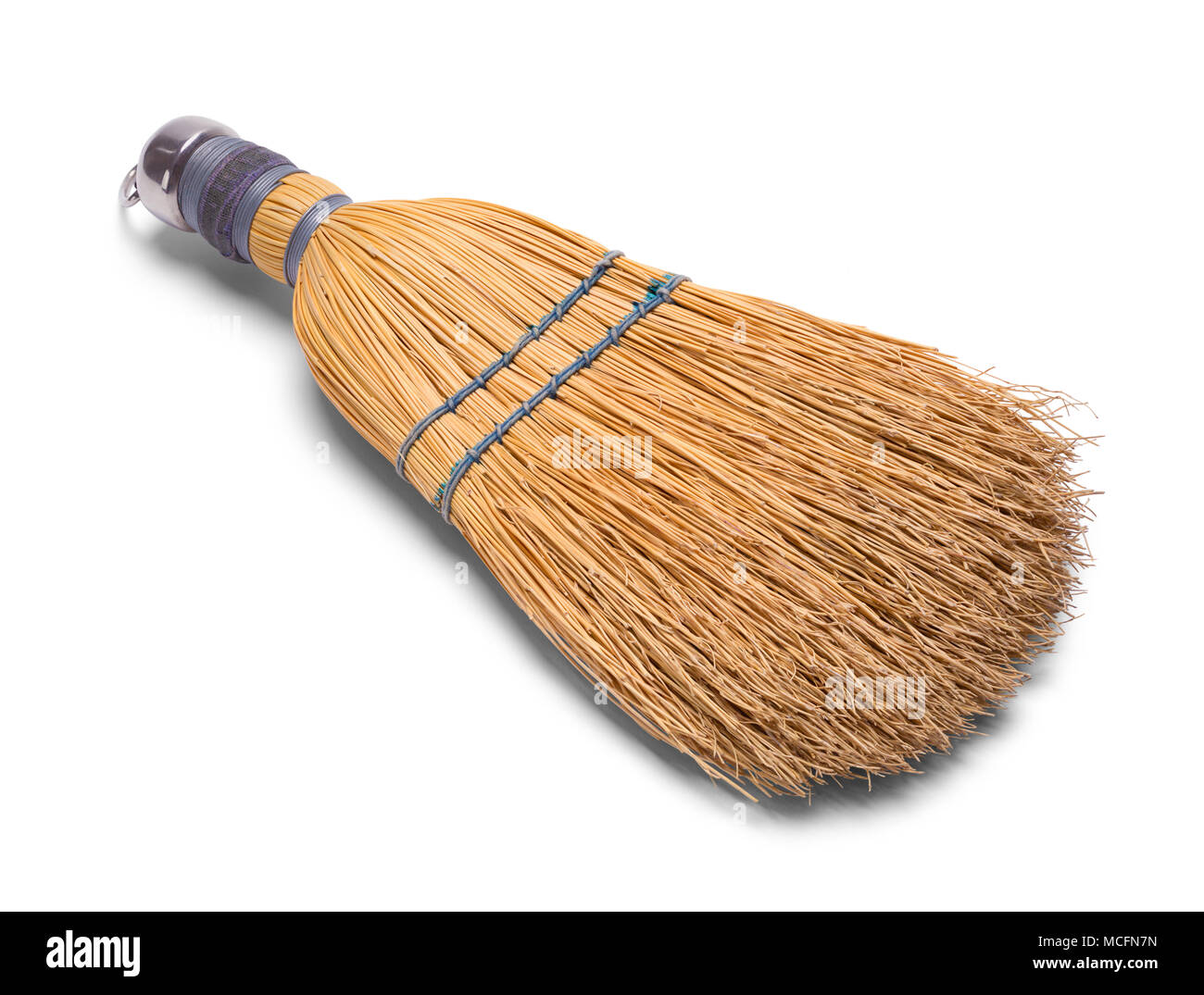 Old Staw Hand Broom Isolated on White Background Stock Photo - Alamy
