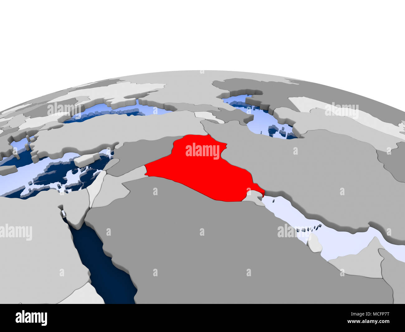 Turkey highlighted in red on political globe with transparent oceans ...