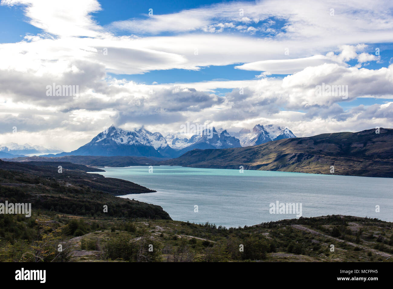 Torres del Paine National Park, Patagonia, Chile: The Turquoise Lake Lago Pehoe and the Majestic ...