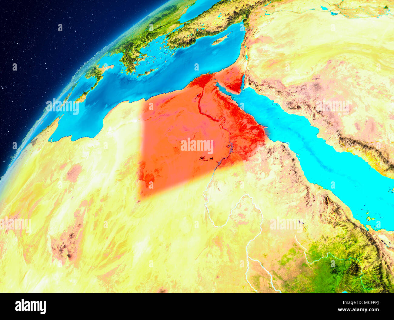 Highlighted Satellite Image Of Egypt High Resolution Stock Photography ...