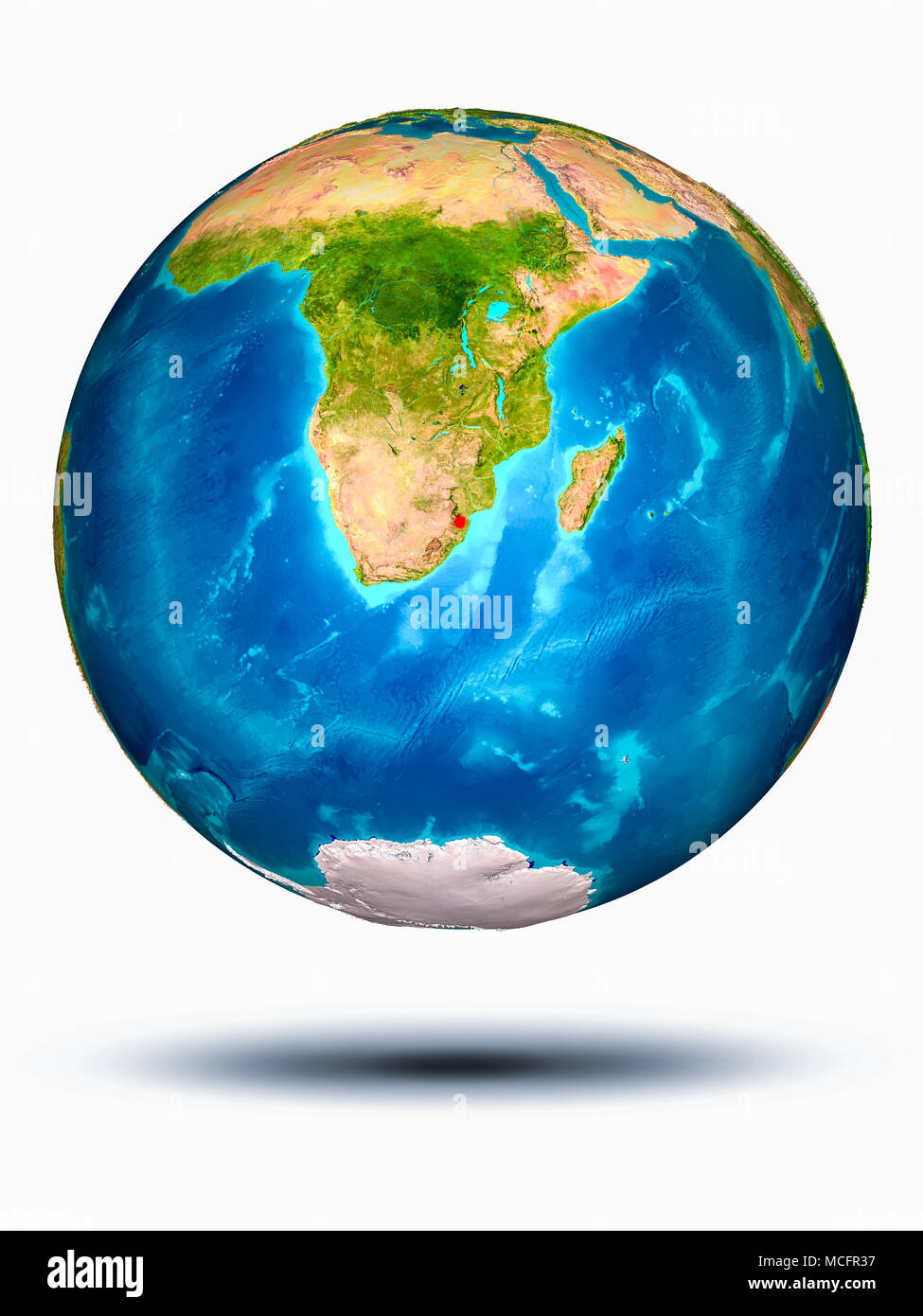 Swaziland In Red On Model Of Planet Earth Hovering In Space 3d