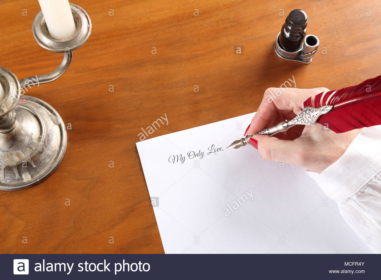 Writing Desk Candle Light Stock Photos & Writing Desk Candle Light ...