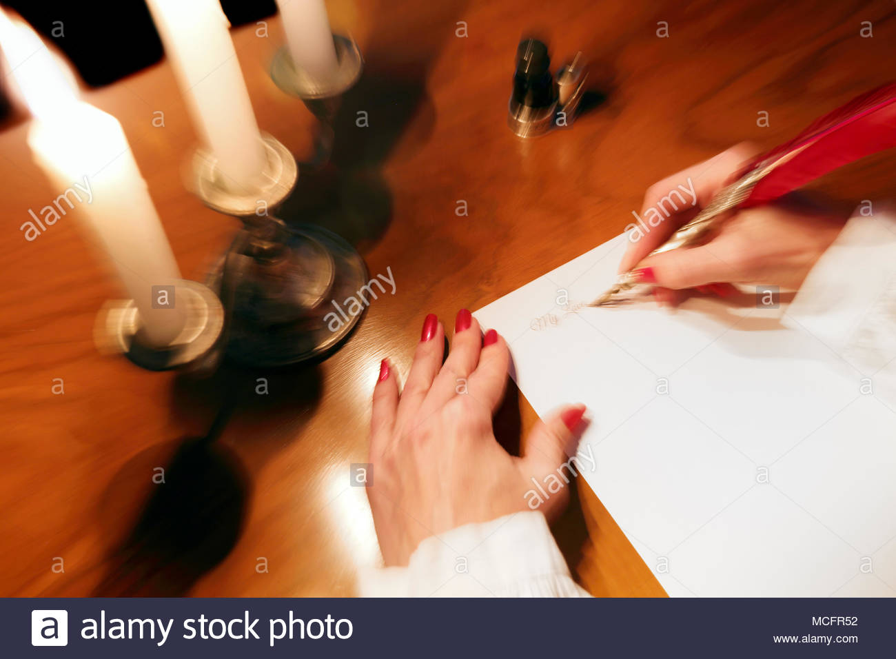Writing Desk Candle Light Stock Photos & Writing Desk Candle Light ...
