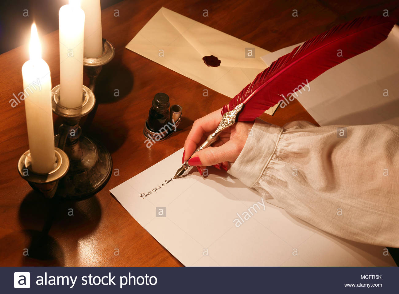 Writing Desk Candle Light Stock Photos & Writing Desk Candle Light ...