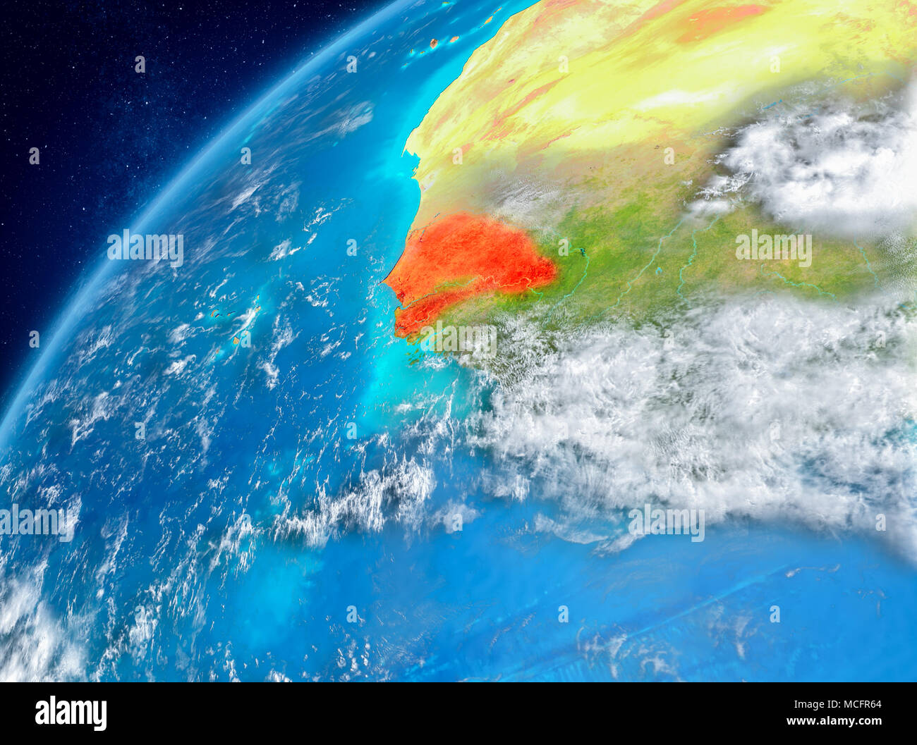 Highlighted satellite image of senegal hi-res stock photography and ...