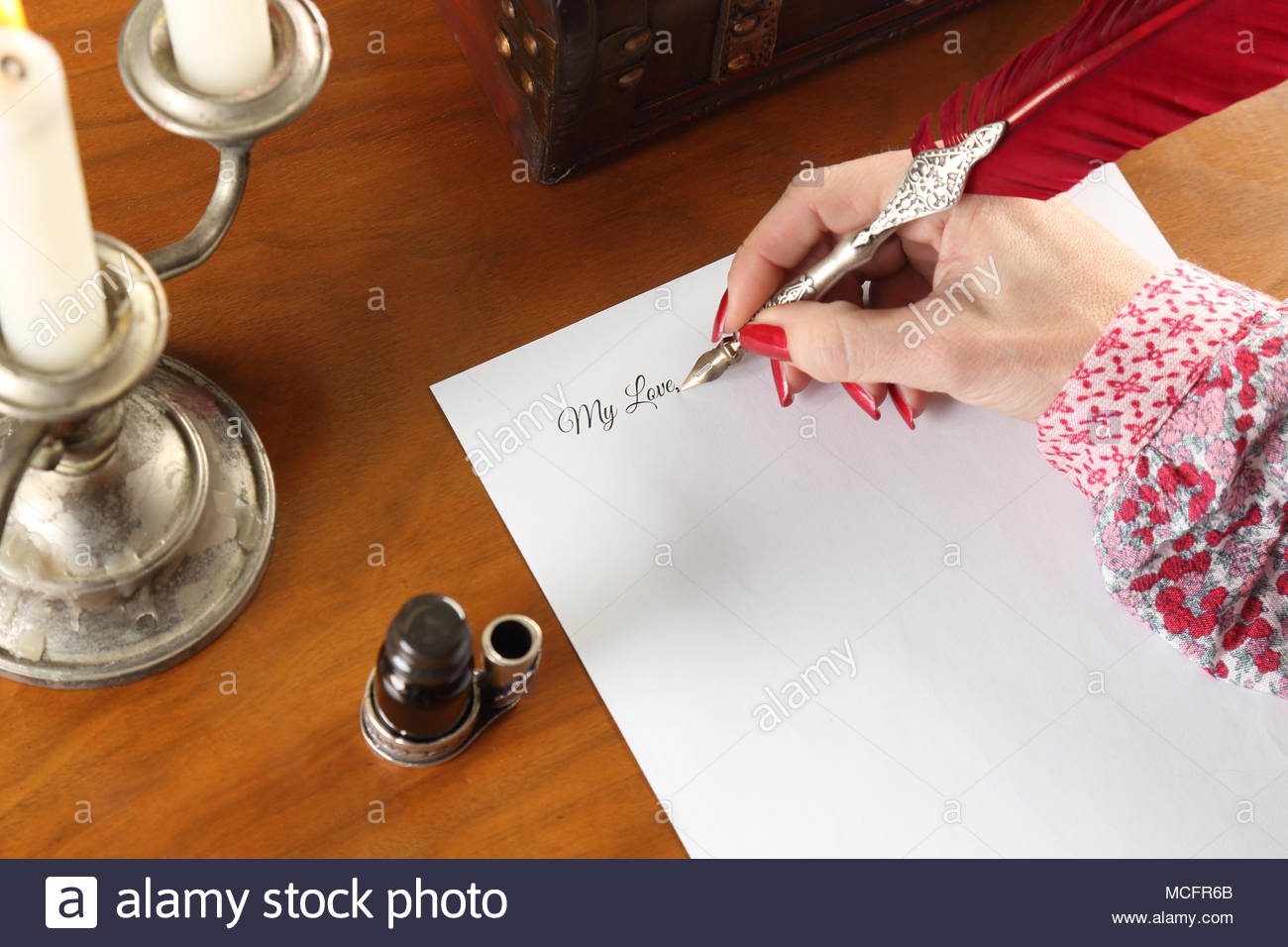 Writing Desk Candle Light Stock Photos & Writing Desk Candle Light ...