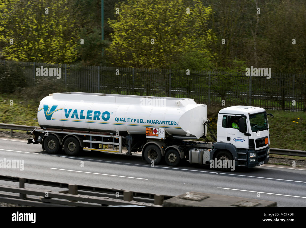 Valero fuel tanker on the M6 motorway, West Midlands, UK Stock Photo ...