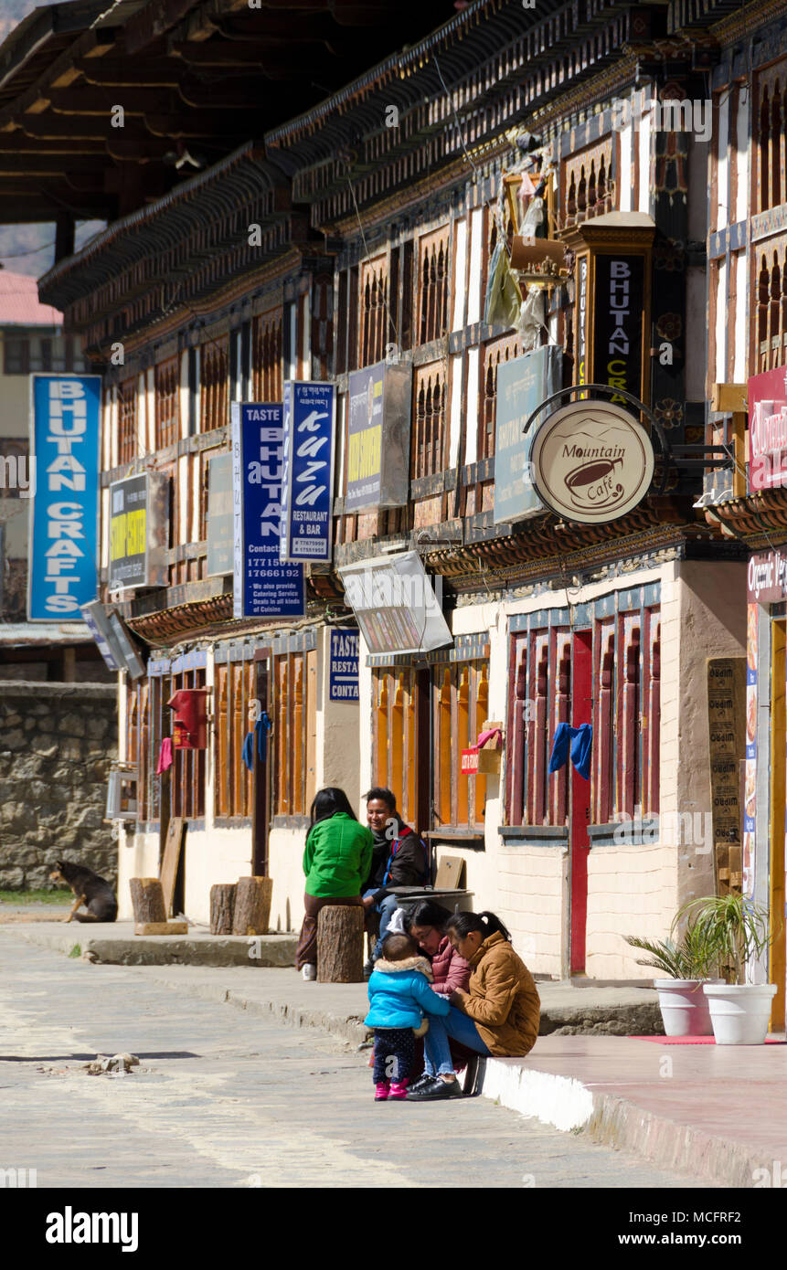 Shops in Paro, Bhutan Stock Photo - Alamy