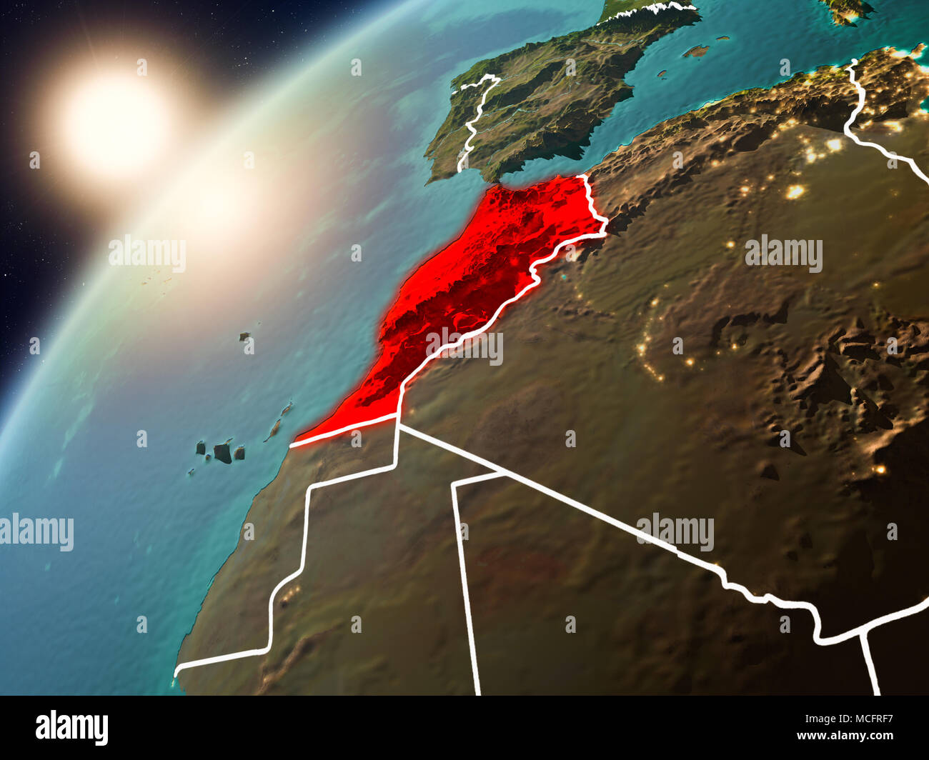 Highlighted satellite image of morocco hi-res stock photography and ...